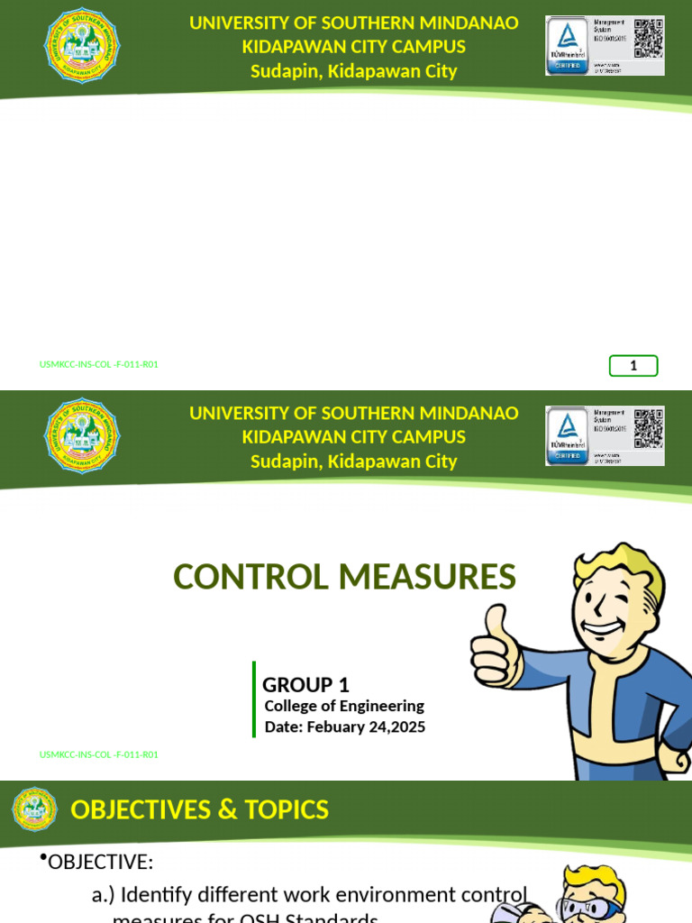 OSH Control Measures in Engineering | PDF | Occupational Hygiene | Safety