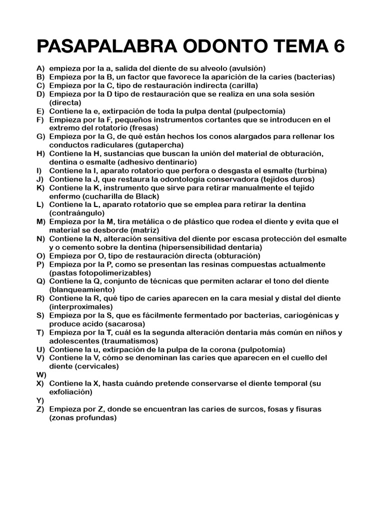 Pasapalabra Odonto | PDF