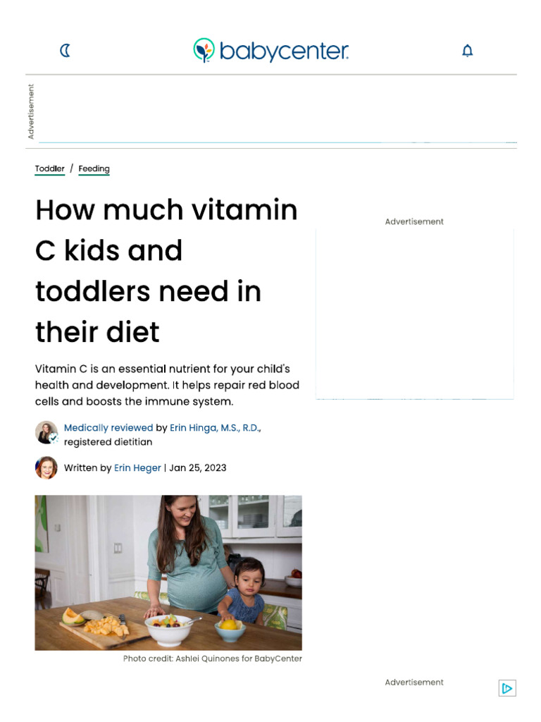 How Much Vitamin C Kids and Toddlers Need in Their Diet | PDF