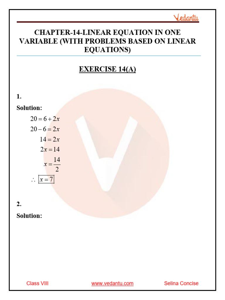 Selina Concise Mathematics Class 8 ICSE Solutions For Chapter 14 - Linear Equations in One ...