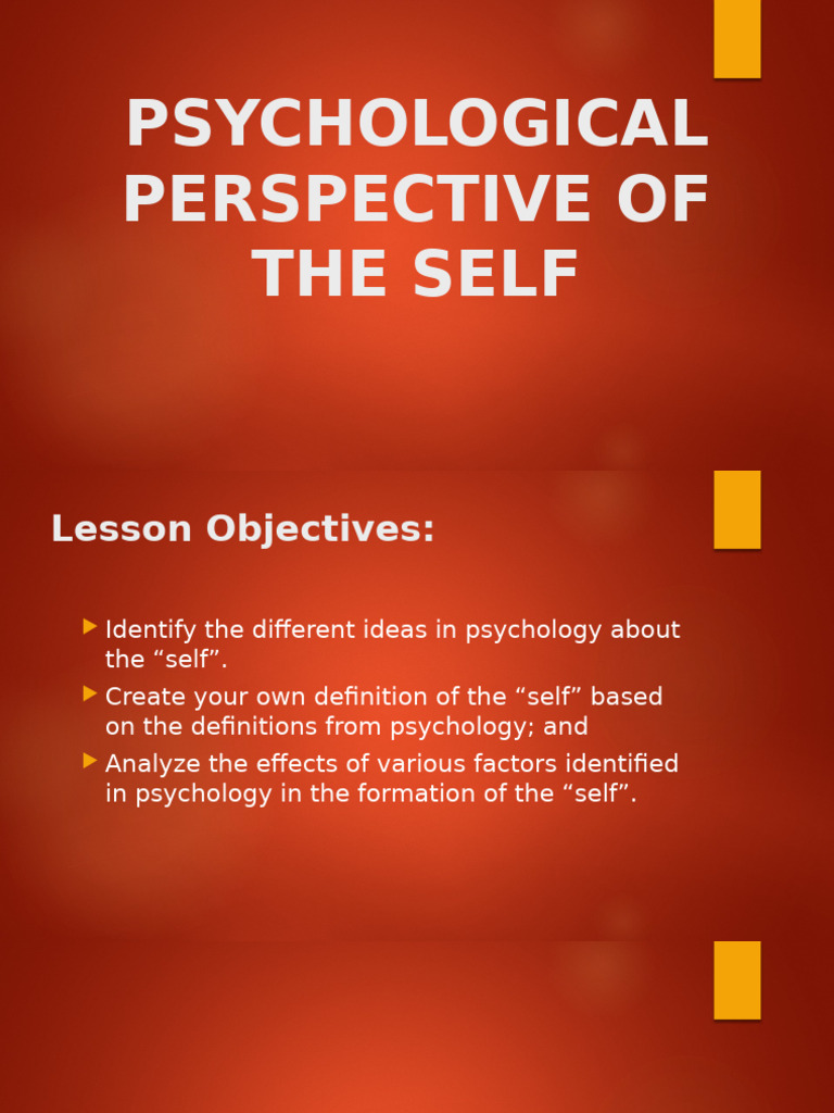 PSYCHOLOGICAL PERSPECTIVE OF THE SELF Part 1 | PDF | Psychology ...