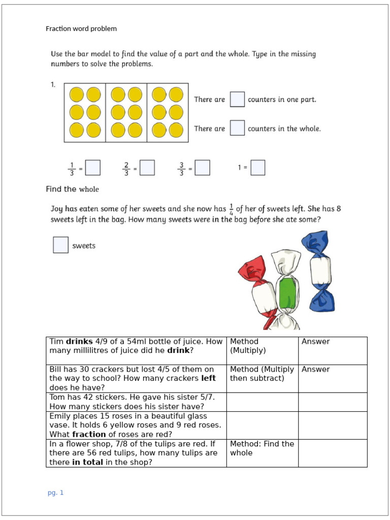 Word Problems - Fraction - Stage 3 | PDF