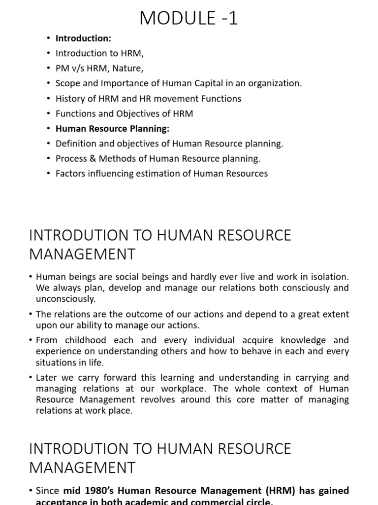 Module - 1 BHRM | PDF | Human Resource Management | Human Resources