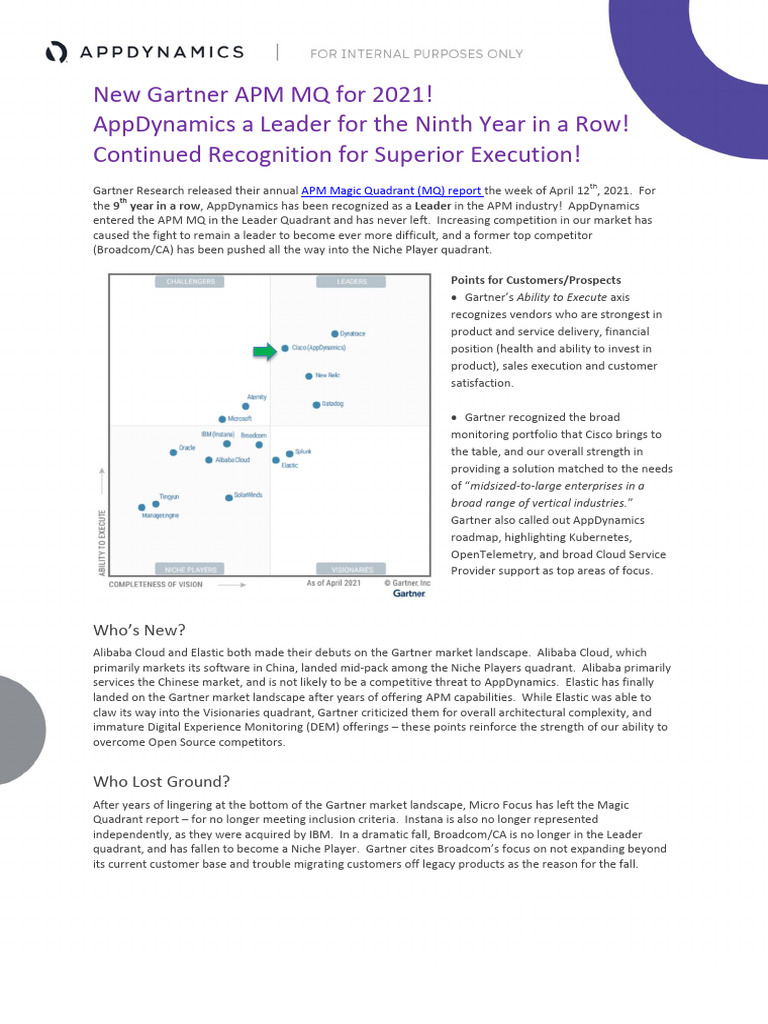 AppDynamics: Leader in Gartner APM MQ 2021 | PDF | Platform As A ...