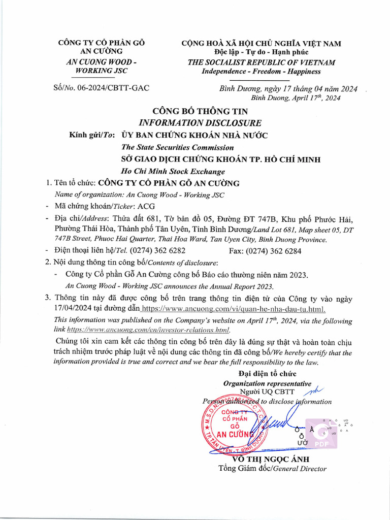 ACG - Bao Cao Thuong Nien Nam 2023 | PDF