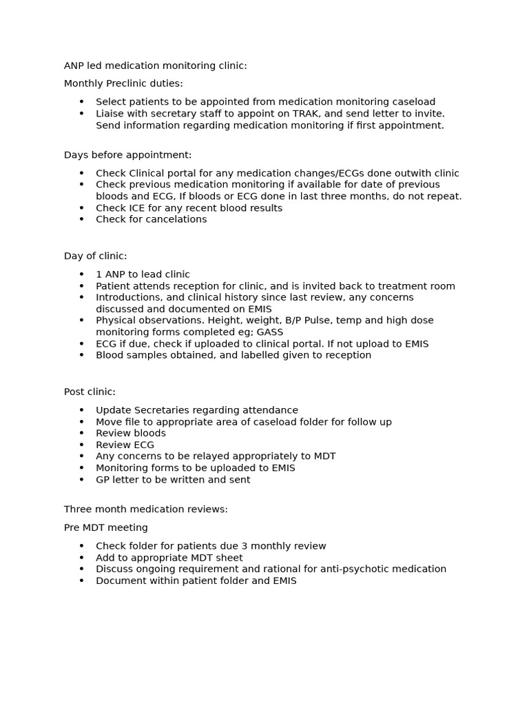SOP High Dose Monitoring | PDF | Clozapine | Olanzapine