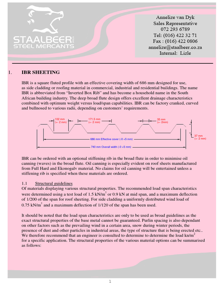 IBR Roof Sheeting Specifications | PDF | Roof | Galvanization