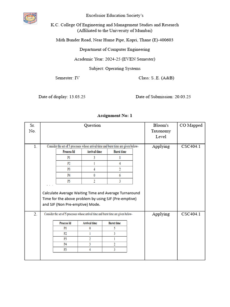 Assignment 1-OS 24-25 | PDF | Thread (Computing) | Computing