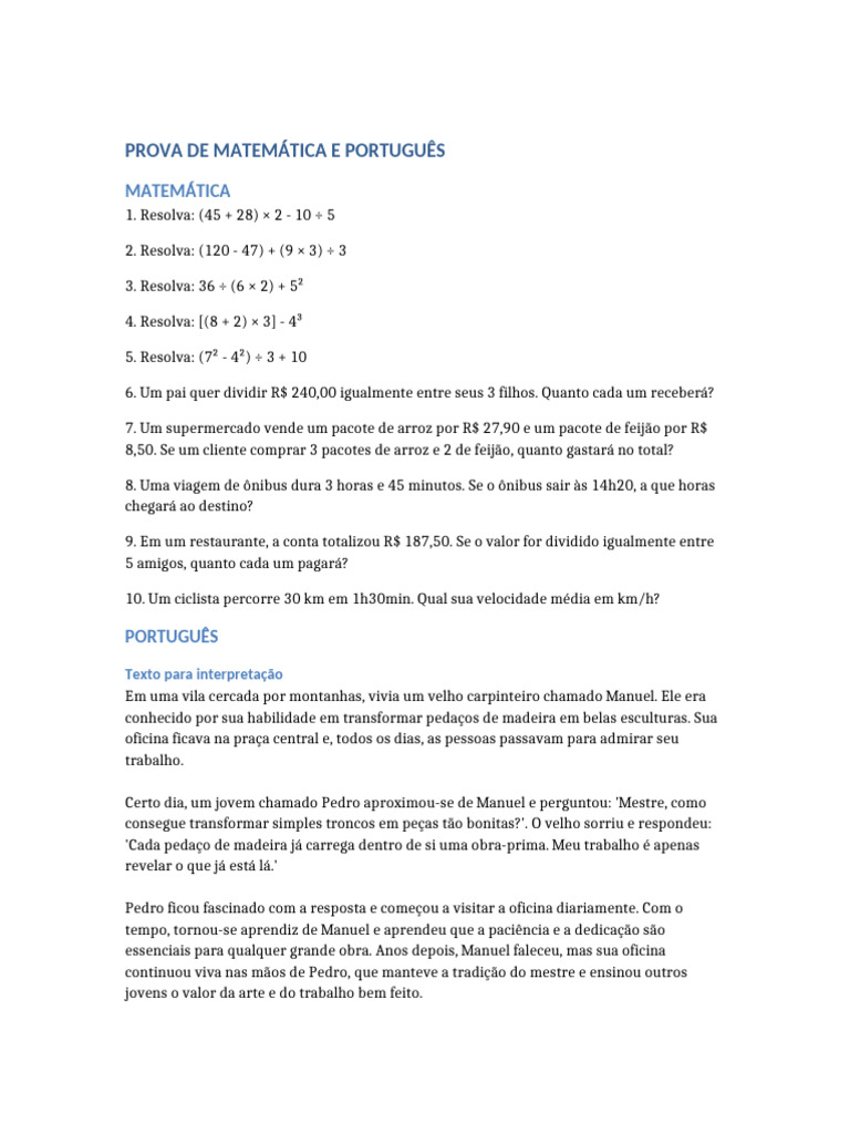 Prova_Mat_Port (1) | PDF