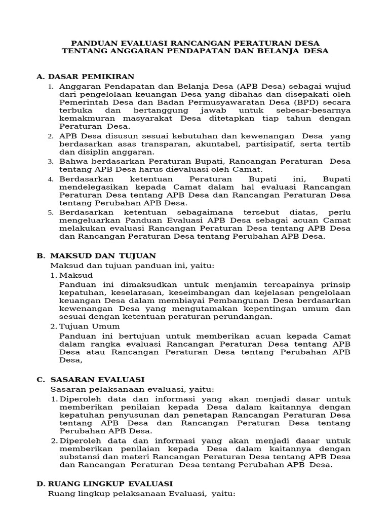 Panduan Evaluasi APBDes | PDF