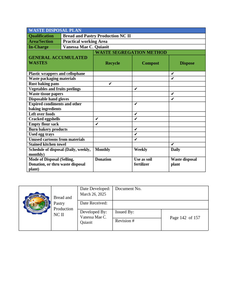 Waste Disposal Plan | PDF