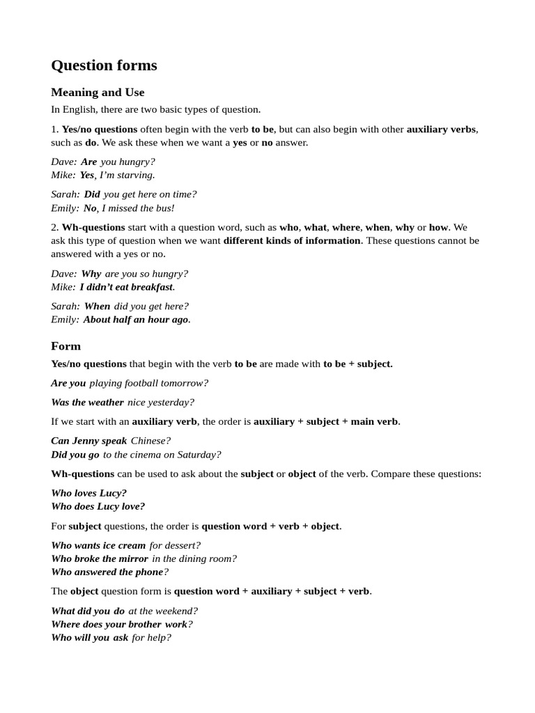 Asking Questions A1 | PDF | Question | Verb