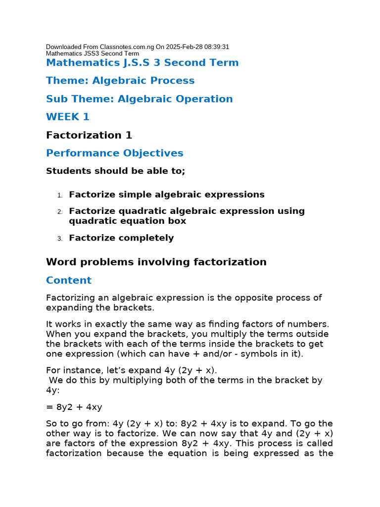 ClassNotes-Mathematics JSS3 Second Term-1391740728371.doc | PDF ...