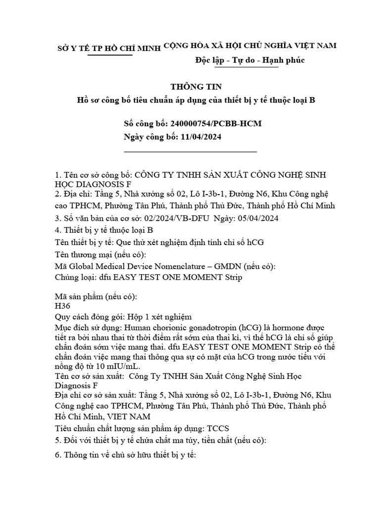 HSCB - Dfu EASY TEST ONE MOMENT Strip | PDF