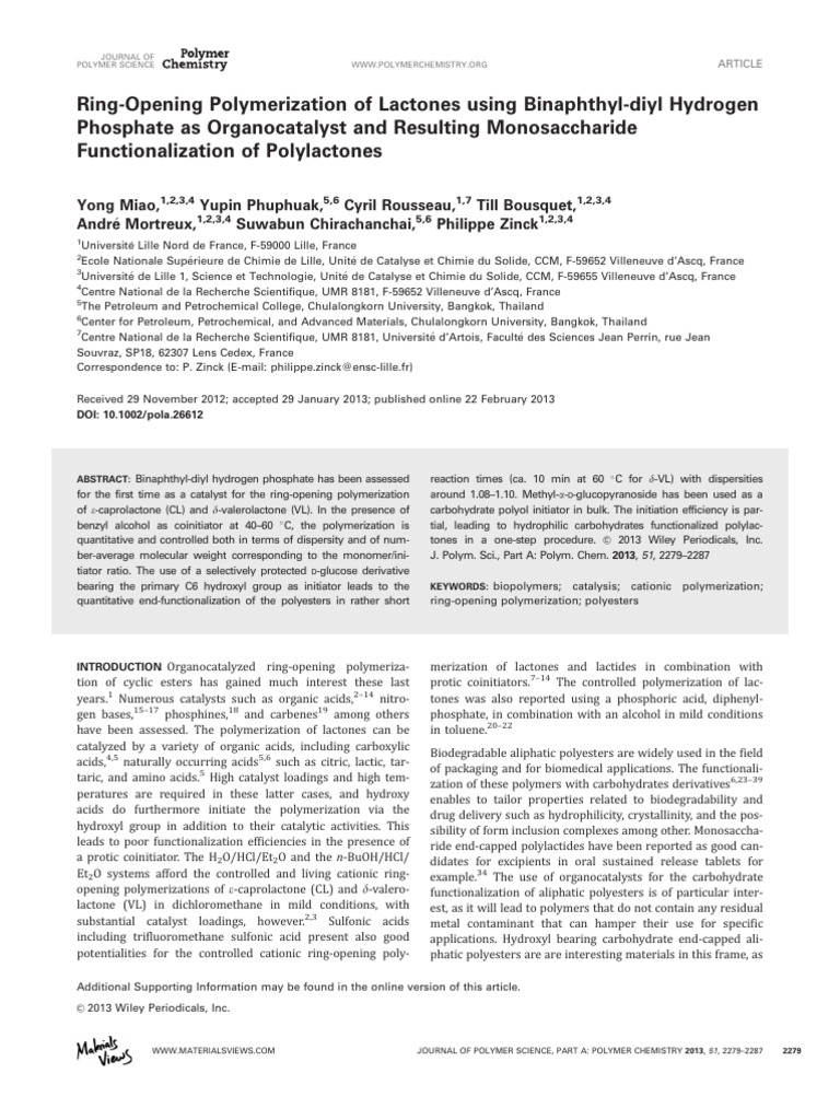 Journal of Polymer Science, Part A Polymer Chemistry 2013, 51, 2279 ...