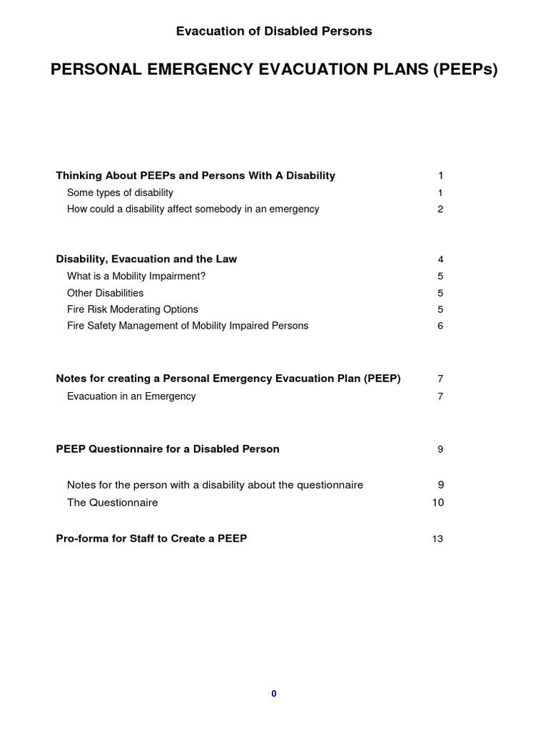Personal Emergency Evacuation Plans Peeps | PDF | Emergency Evacuation | Disability