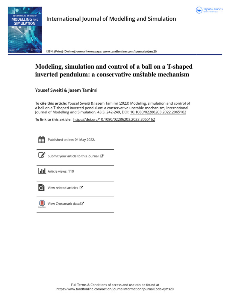 Modeling Simulation and Control of A Ball On A T-Shaped Inverted ...