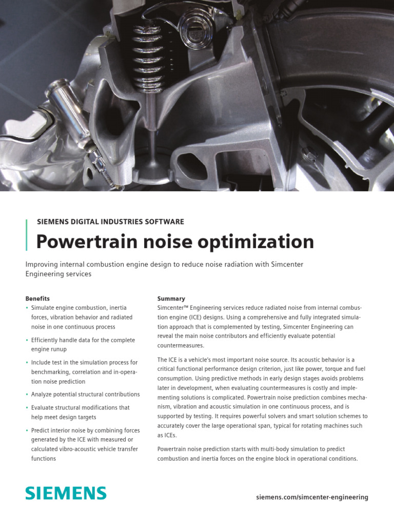 Siemens SW Powertrain noise optimization Fact Sheet | PDF | Simulation ...