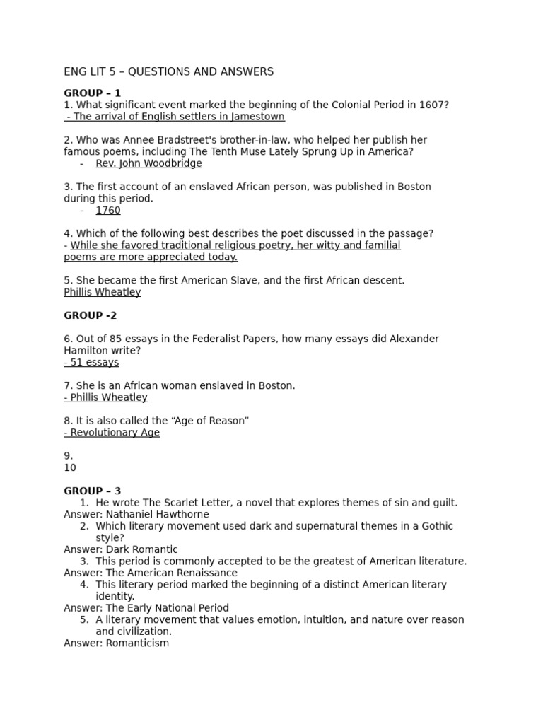 englit 5 notes for review | PDF | Transcendentalism | Romanticism