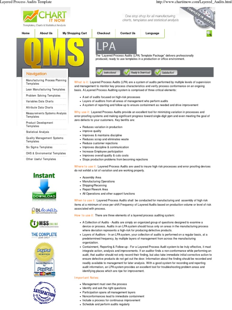 Layered Process Audits Template Pdf Six Sigma Business 3647