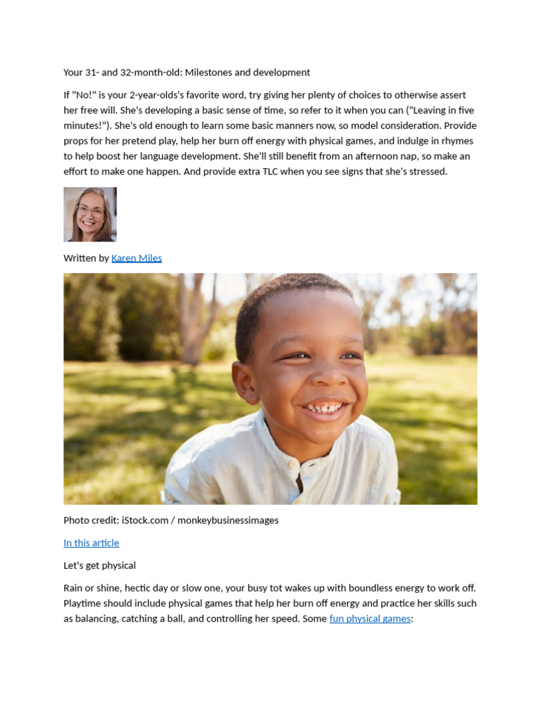 31-32 Month Milestones for Toddlers | PDF | Rhyme