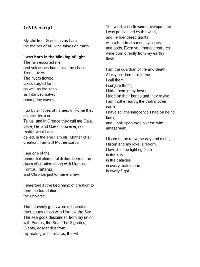 GAIA SCRIPT | PDF