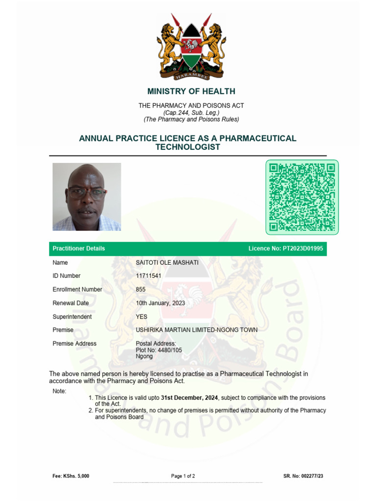 Ushirika PPB Licence | PDF | Pharmacy