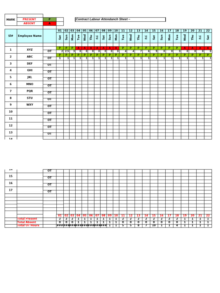 RCD Attendance Sheet Sample 1 | PDF