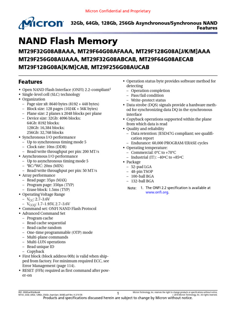 Nand Micron | PDF | Flash Memory | Computer Hardware