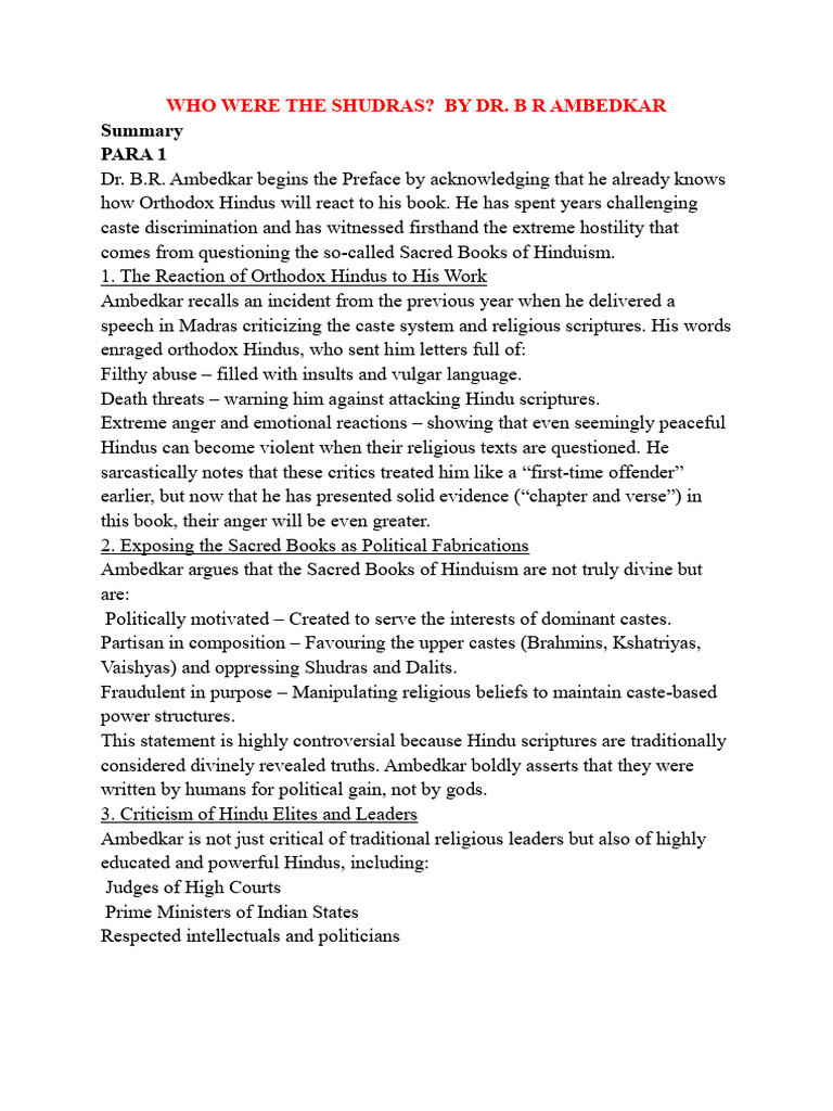 Who Were The Shudras by Dr. B R Amedkar | PDF | Dalit | Caste