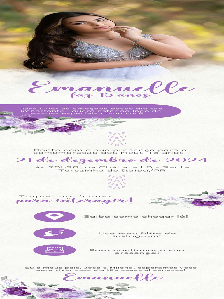 Convite Estendido - Emanuelle 15 Anos | PDF