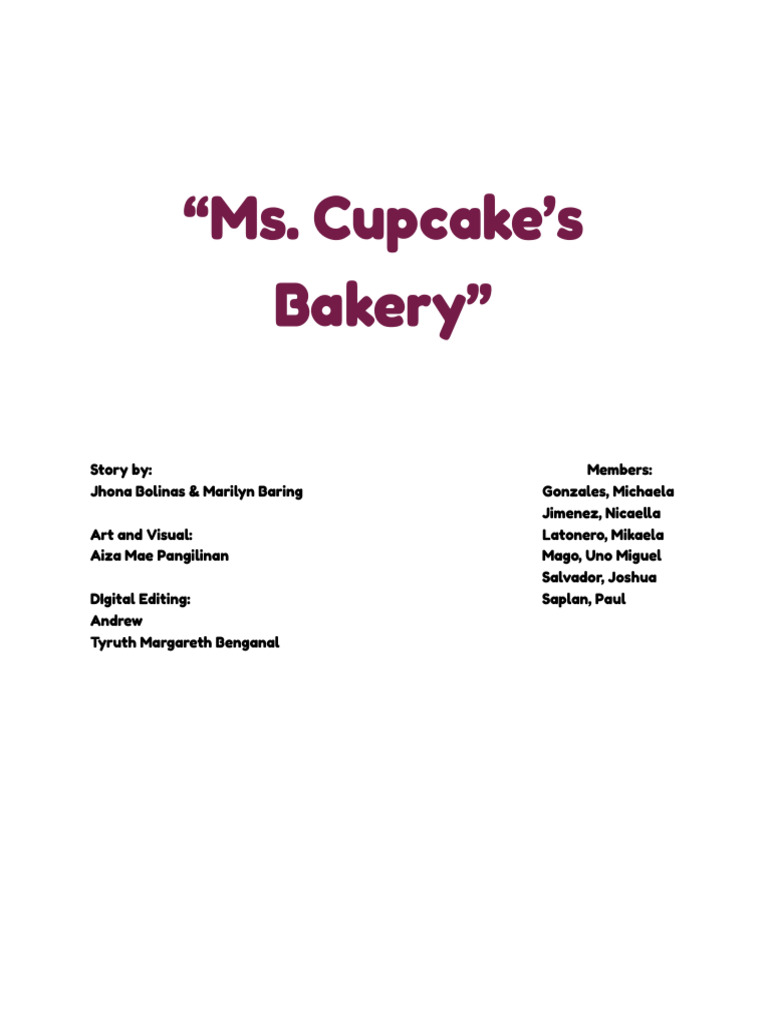COMIC STRIP "Ms. Cupcake's Bakery" | PDF
