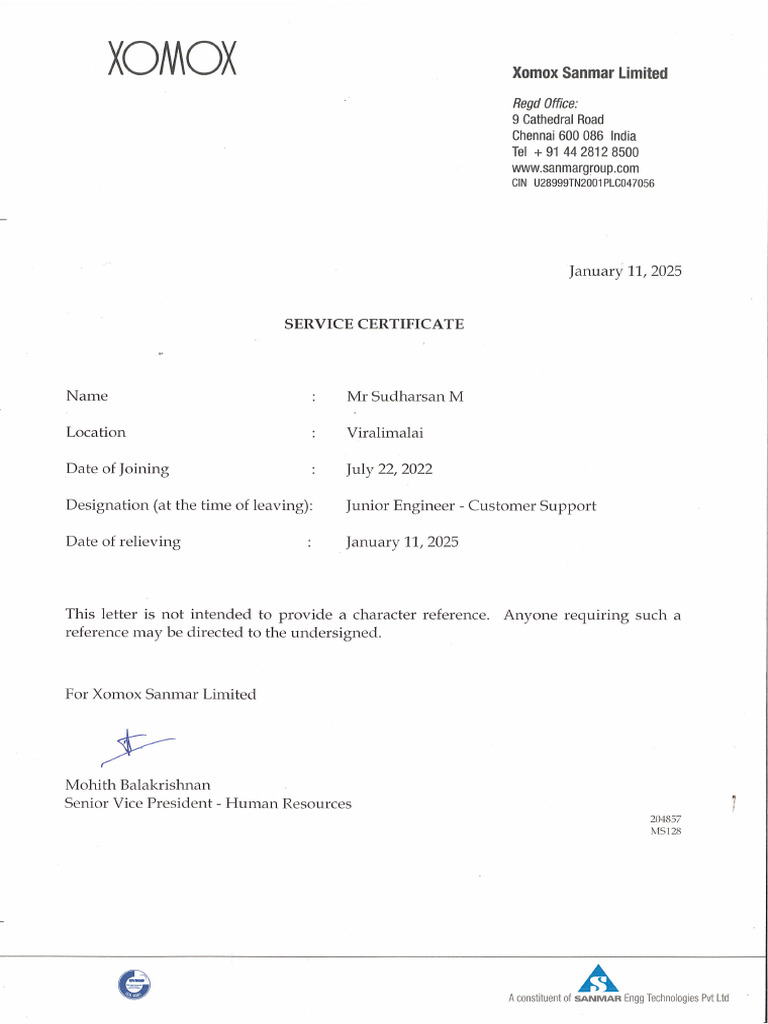 Xomox Exp Certificate | PDF