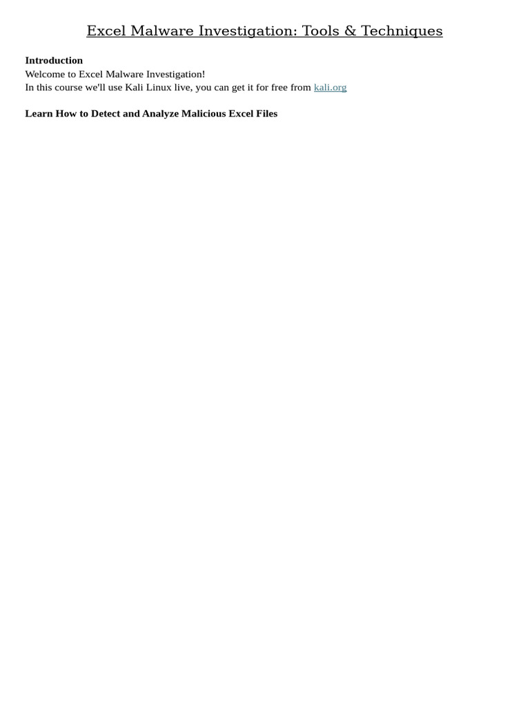 Excel Malware Investigation | PDF