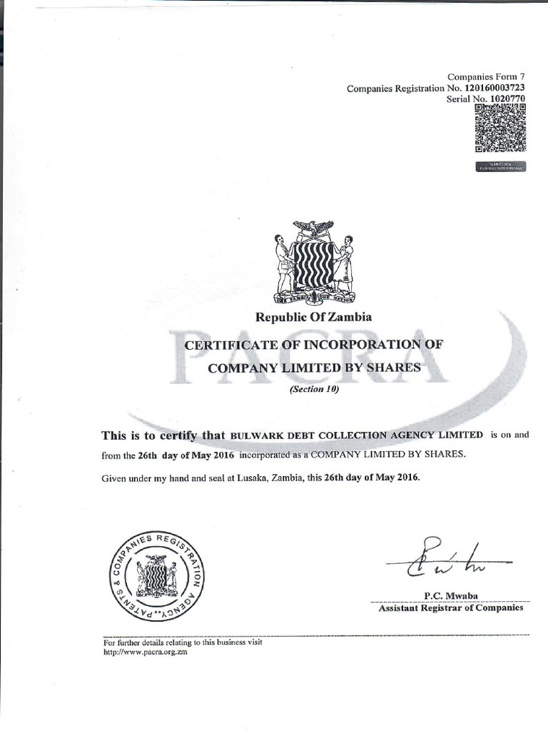Certificate of Incorporation | PDF