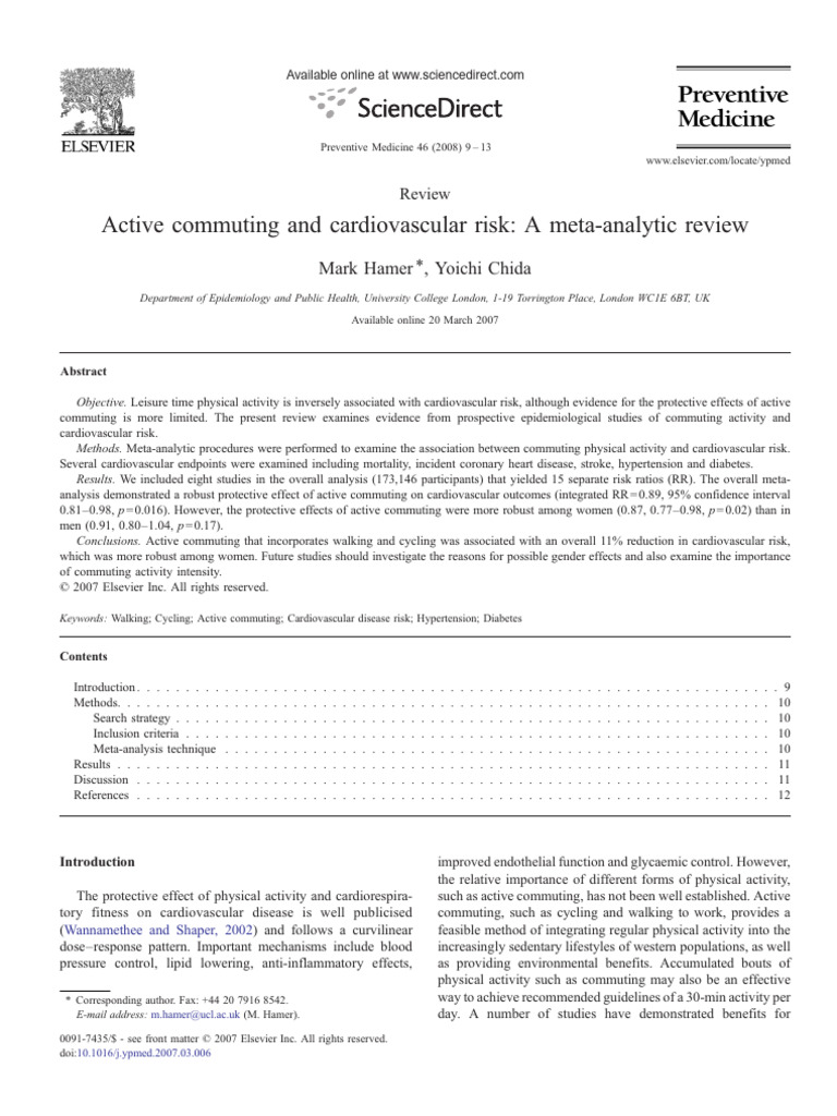 Active Commuting and Heart Health Benefits | PDF | Cardiovascular ...