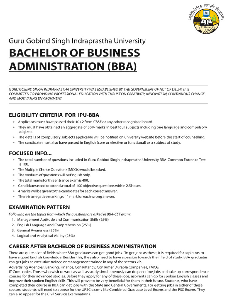 IPU CET BBA Syllabus | PDF