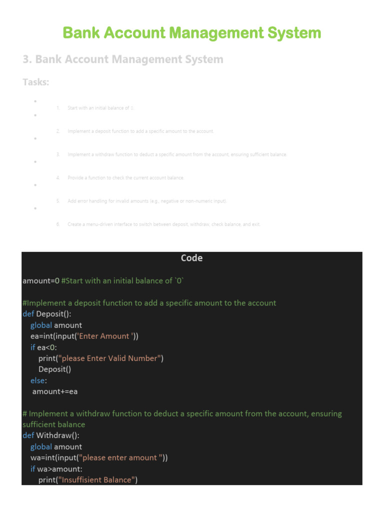Bank Account Managemnet System | PDF