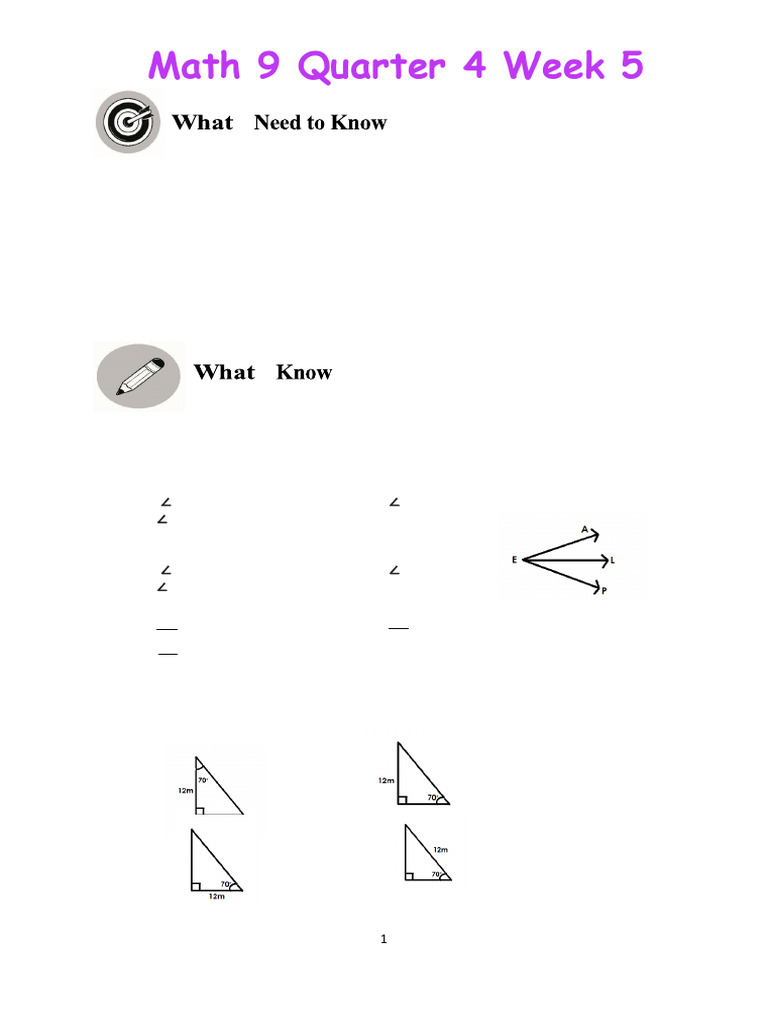 Math 9 Quarter 4 Week 5 | PDF | Angle | Elementary Geometry