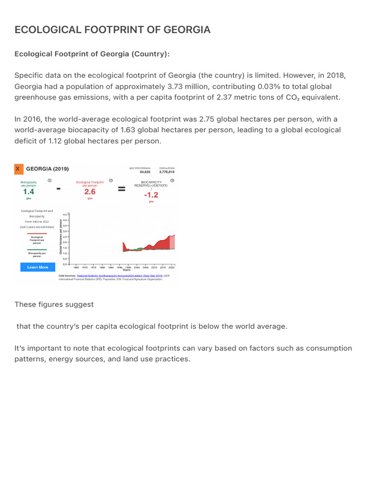 Georgia's Ecological Footprint Analysis | PDF