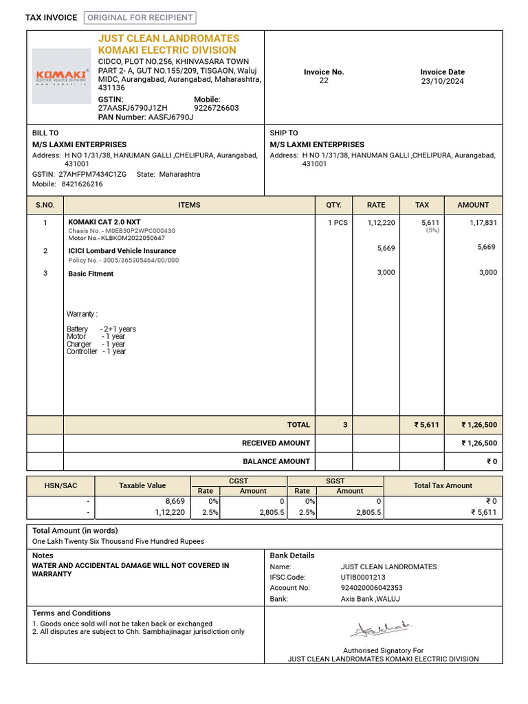 Invoice for Laxmi Enterprises | PDF | Government Finances | Payments