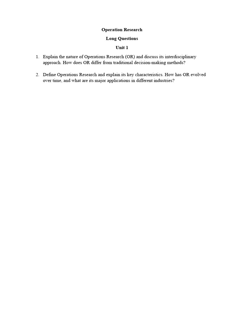 UNIT-1 Operation Research | PDF