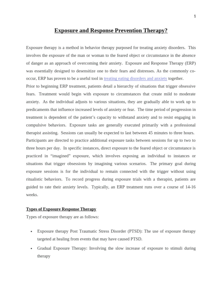 Exposure and Response Prevention Therapy | PDF | Obsessive–Compulsive ...