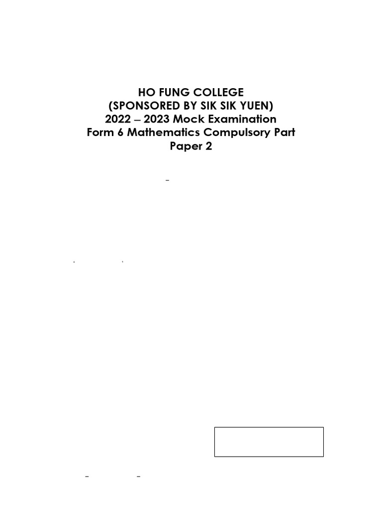 Form 6 Maths Mock Exam Paper 2 (22-23) | PDF | Area | Circle