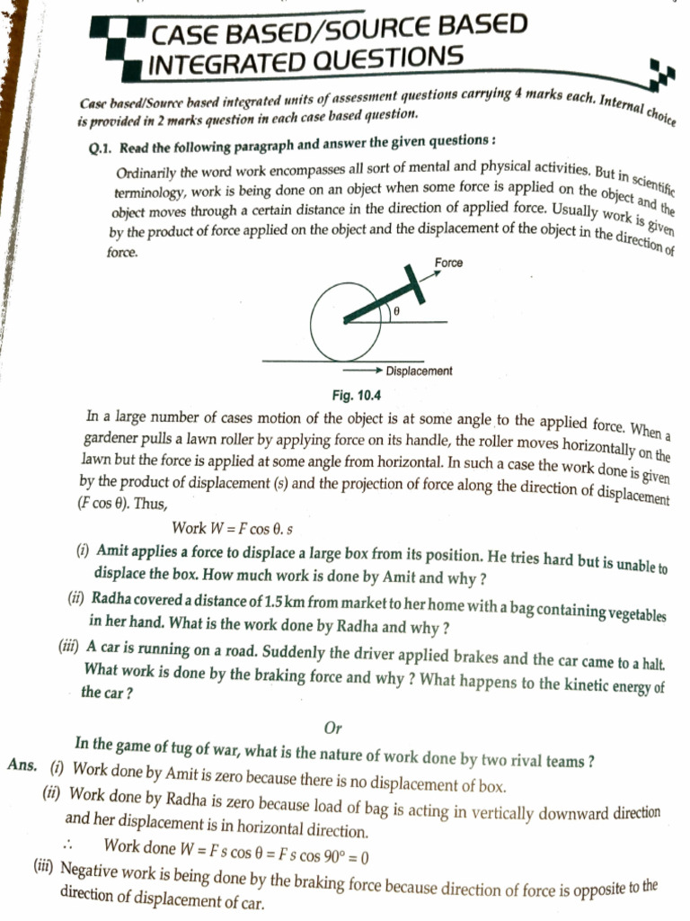 Work and Energy (For Practice - MCQS, Case Study Based and Assertion and Reasoning Based ...