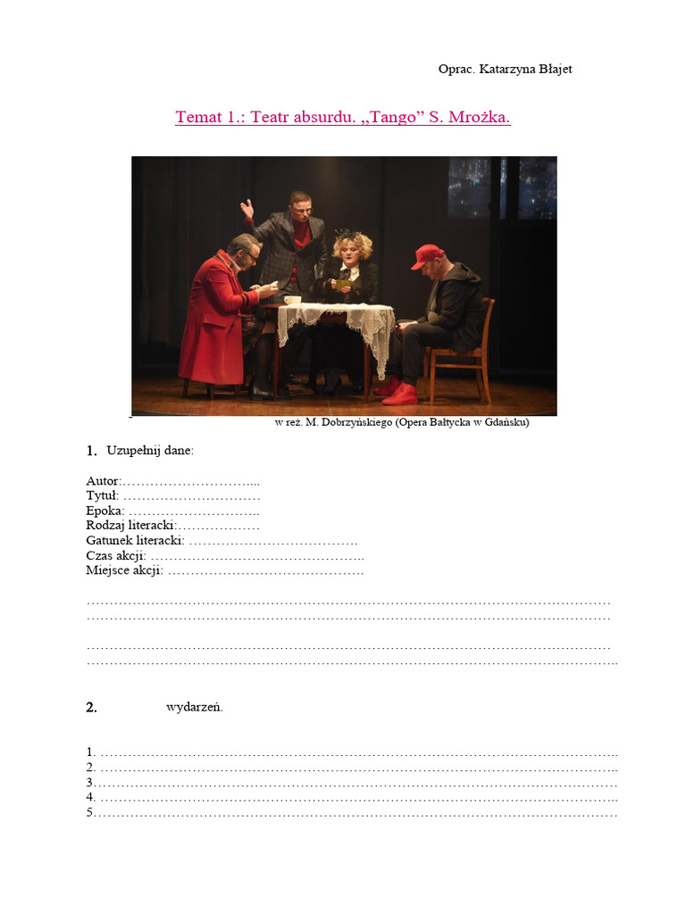 Tango Karta Pracy ĆW | PDF