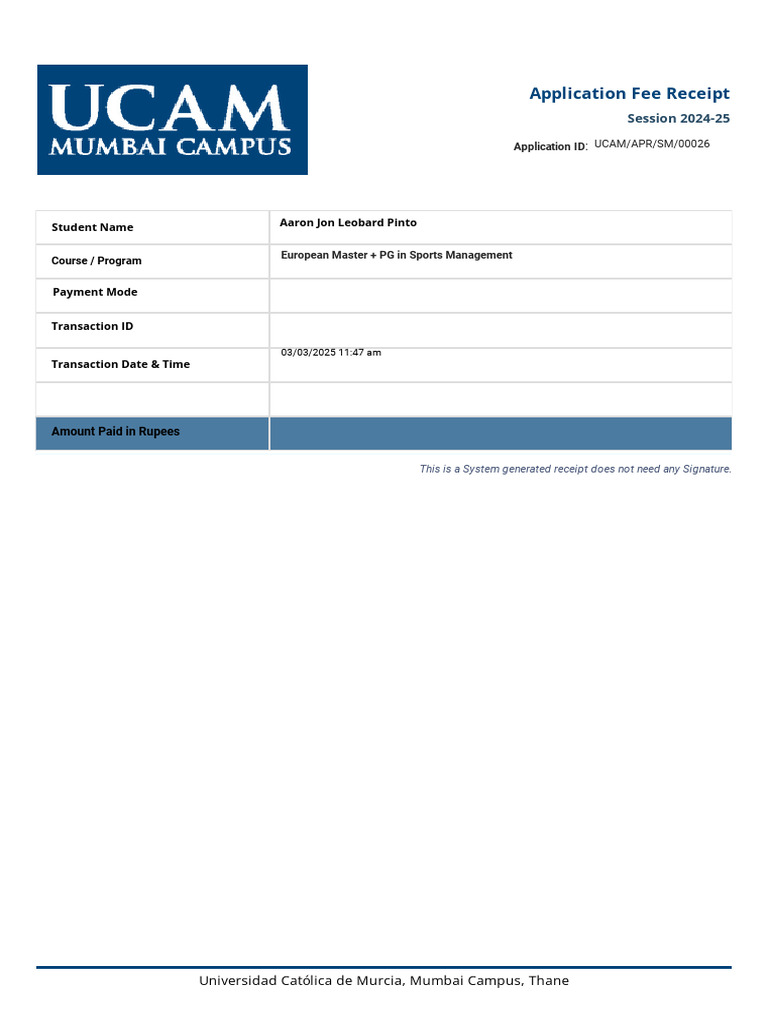 AARON Pinto Receipt | PDF