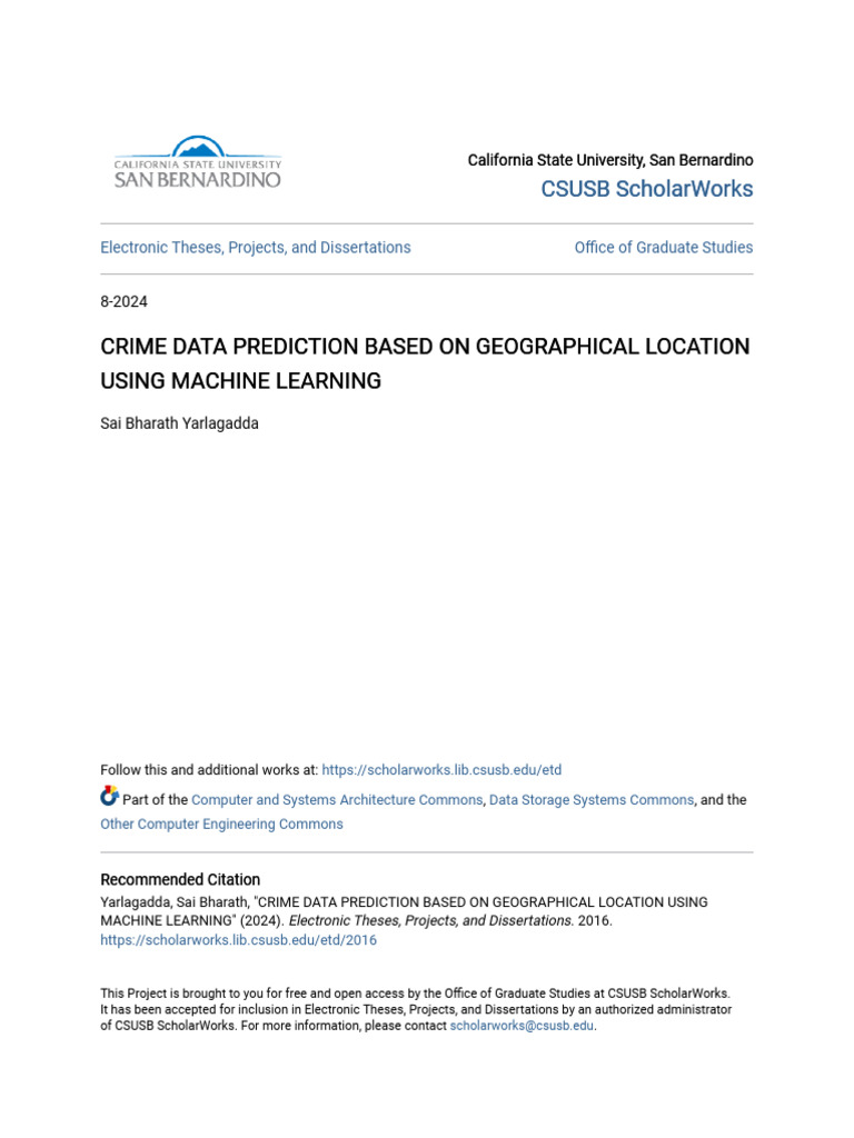 Crime Data Prediction Based On Geographical Location Using Machi | PDF ...