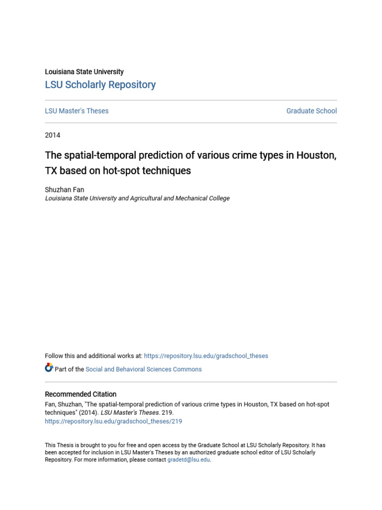 The Spatial-Temporal Prediction of Various Crime Types in Houston | PDF ...