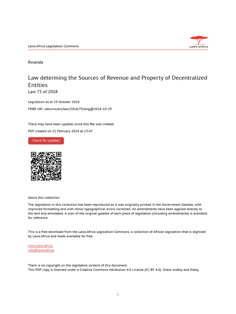 Rwanda Law on Decentralized Revenue Sources | PDF | Taxes | Property Tax